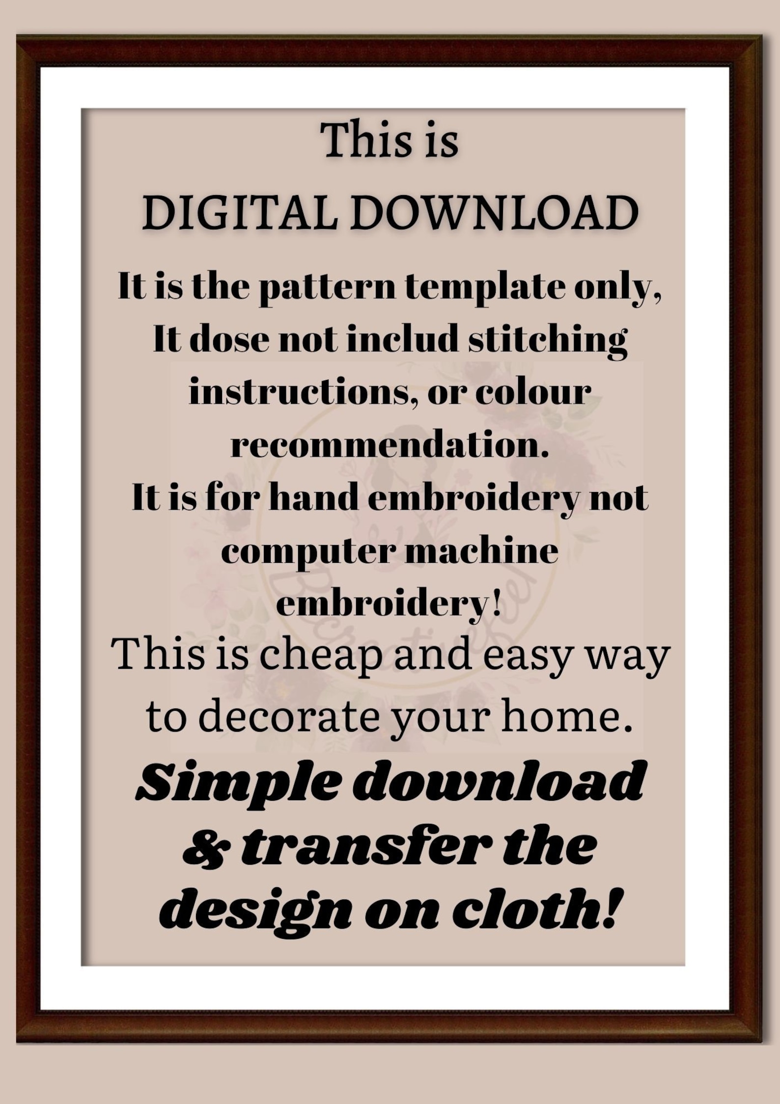 Hand Embroidery Traces Pattern Digital Design Handwork Printable ...