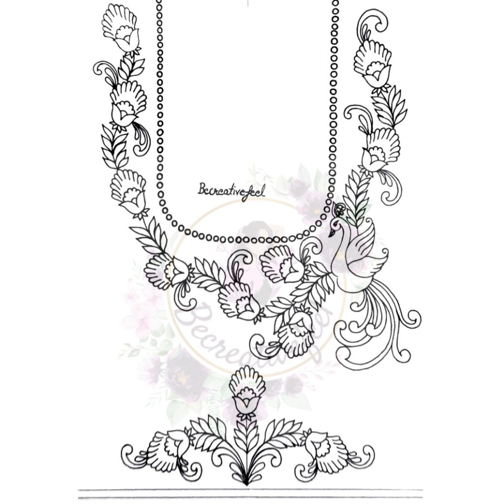Hand Embroidery Size A3,neck Embroidery Design,traces Pattern Digital ...