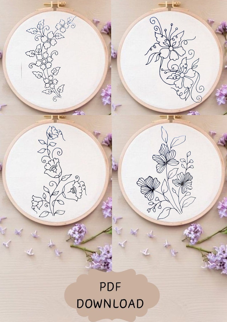 Set of 24 PDF Size A4 Digital Hand Embroidery Designs Bundle.pdf ...