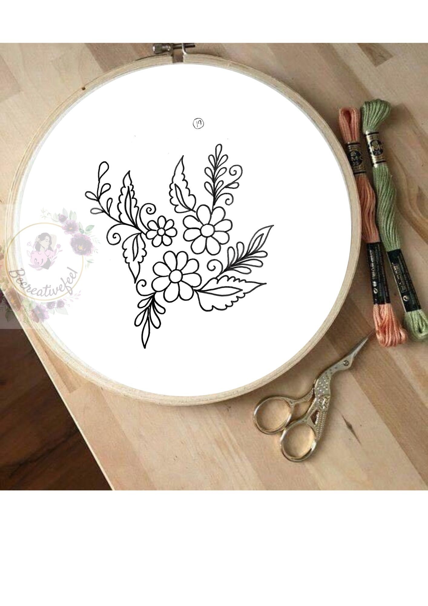 Hand Embroidery Traces Pattern Digital Design Handwork Printable ...