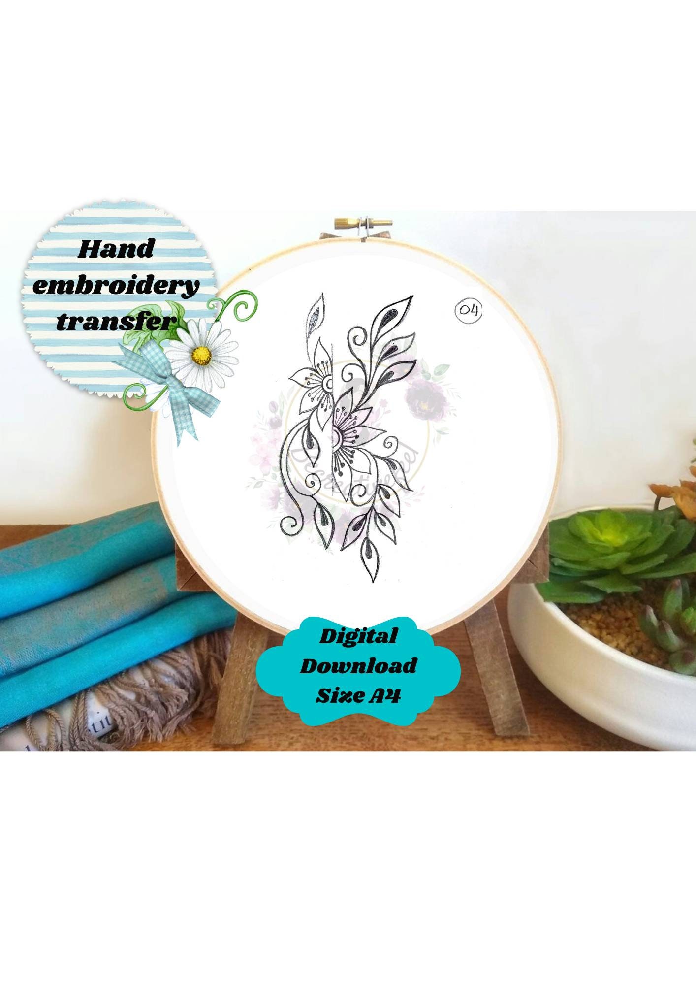 Hand Embroidery Traces Pattern Digital Design Handwork Printable ...