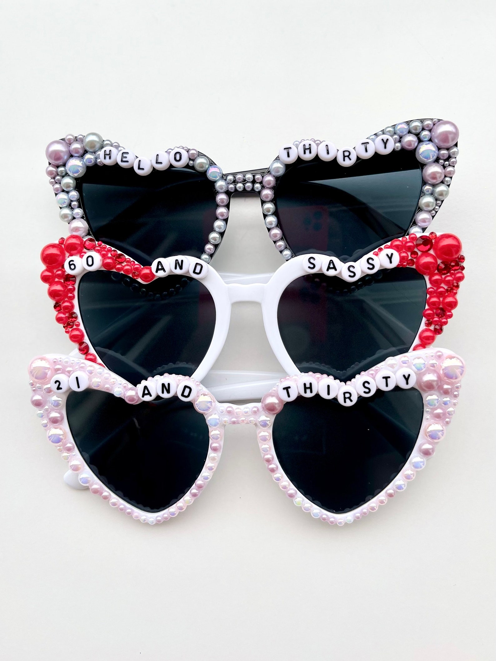 Custom Birthday Aviator Sunglasses, Beaded Aviators, Bedazzled ...