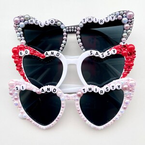 Custom Birthday Aviator Sunglasses, Beaded Aviators, Bedazzled ...
