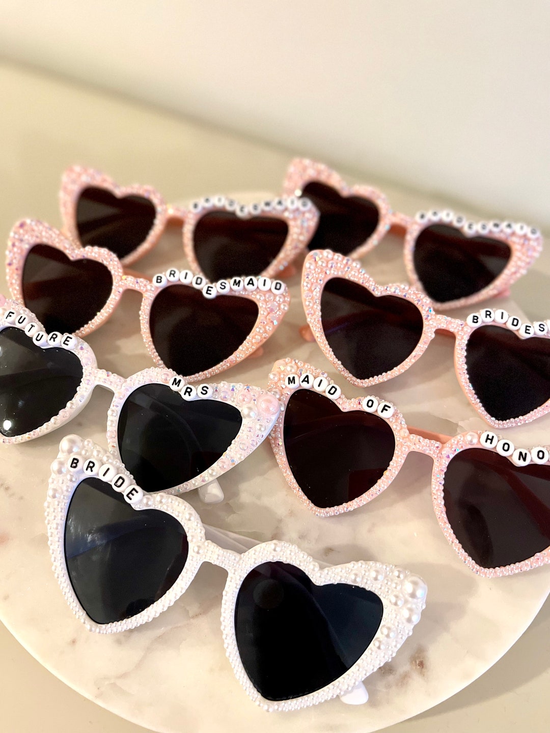 Custom Bridesmaid Sunglasses, Maid of Honor Sunglasses, White Pearl ...