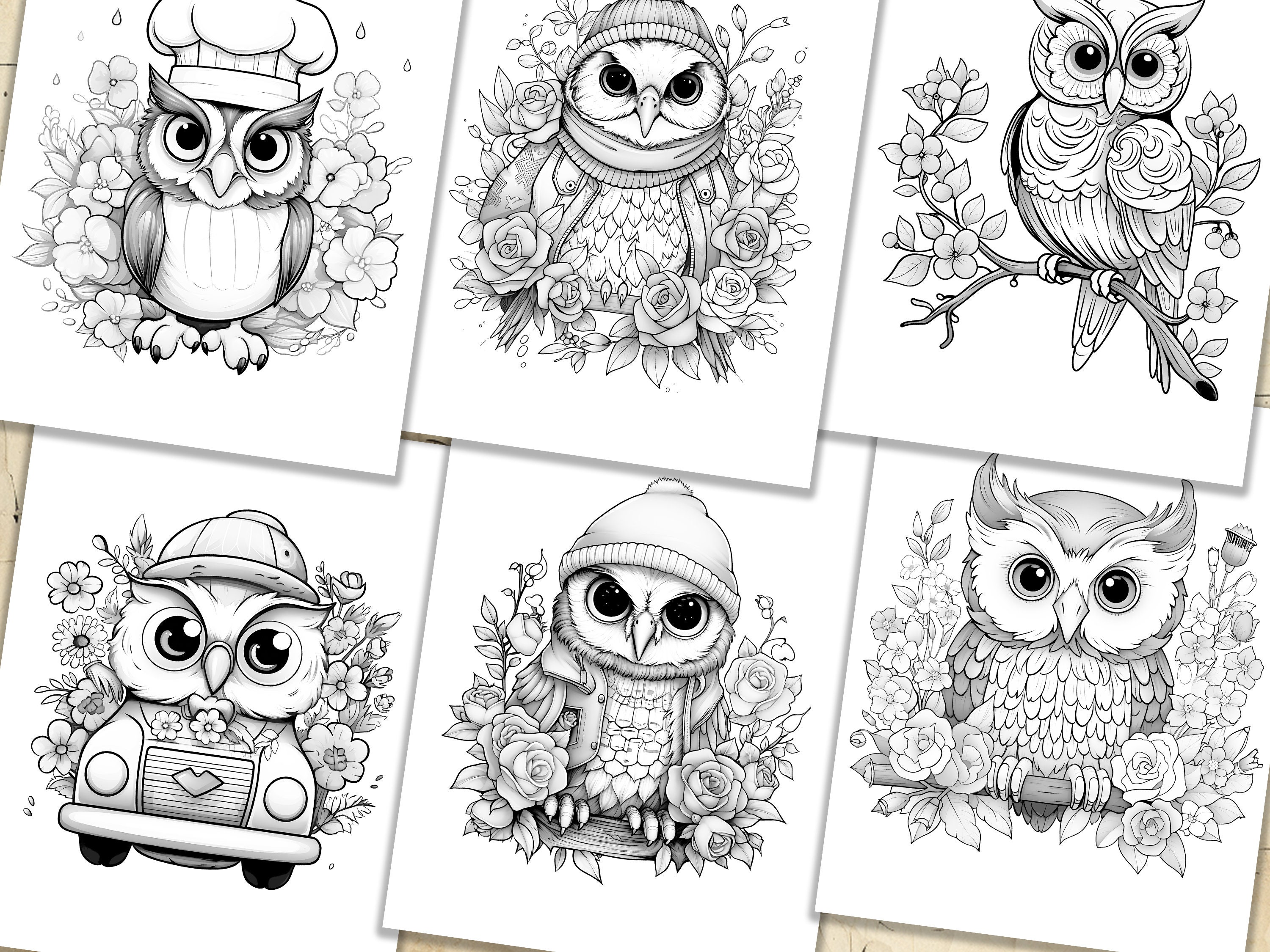Whimsical Owl Coloring Pages for Adults - 35 Adorable Owl Designs With ...