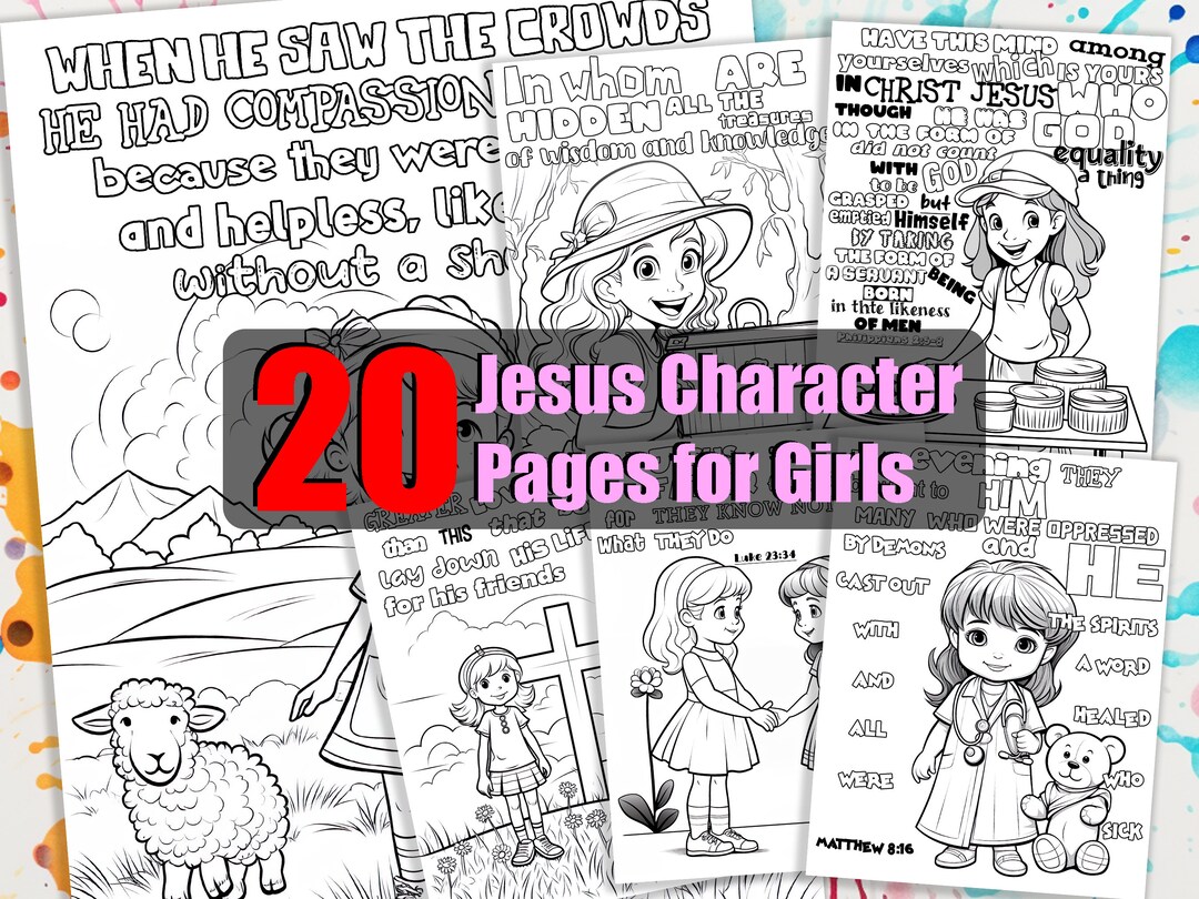 Jesus Character Bible Coloring Pages for Girls - 20 Bible Verse ...