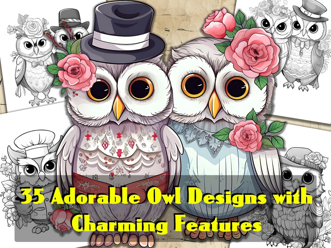 Whimsical Owl Coloring Pages for Adults - 35 Adorable Owl Designs With ...