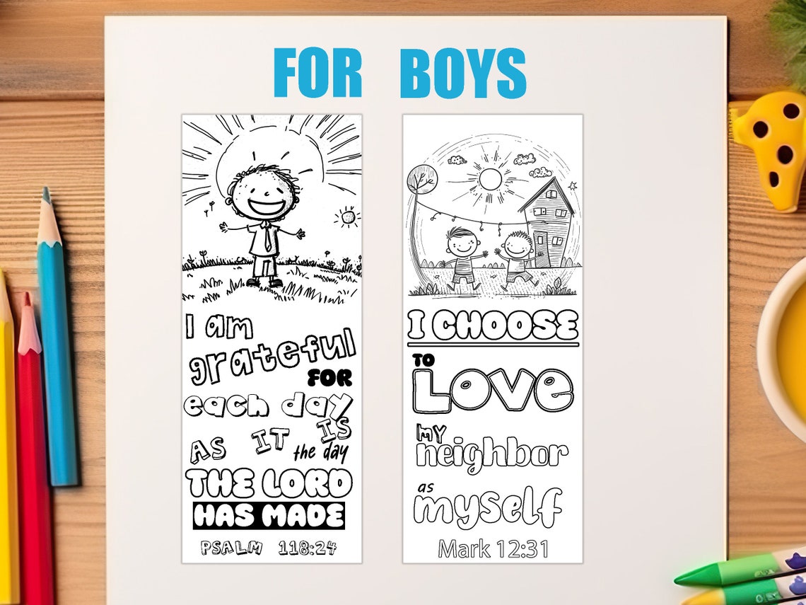 10 Coloring Bible Affirmation Bookmarks for Boys - Encouraging Faith ...