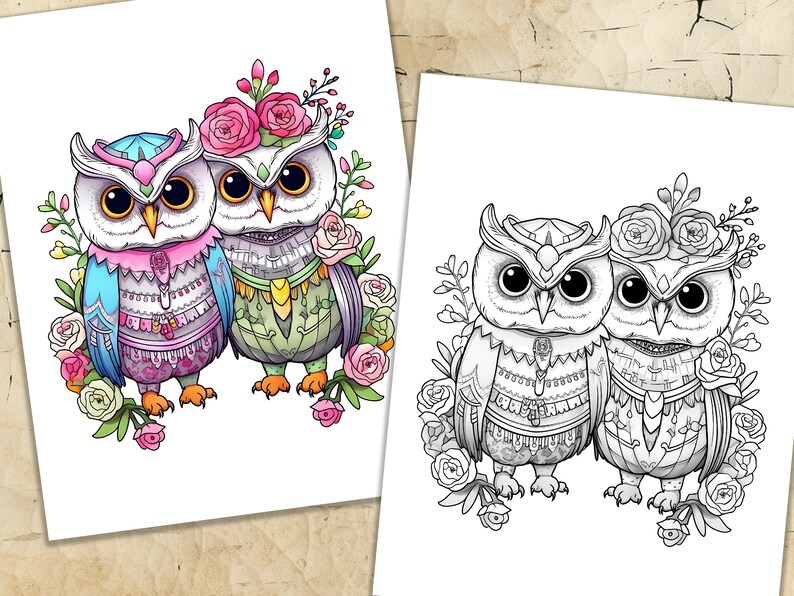Whimsical Owl Coloring Pages for Adults - 35 Adorable Owl Designs With ...