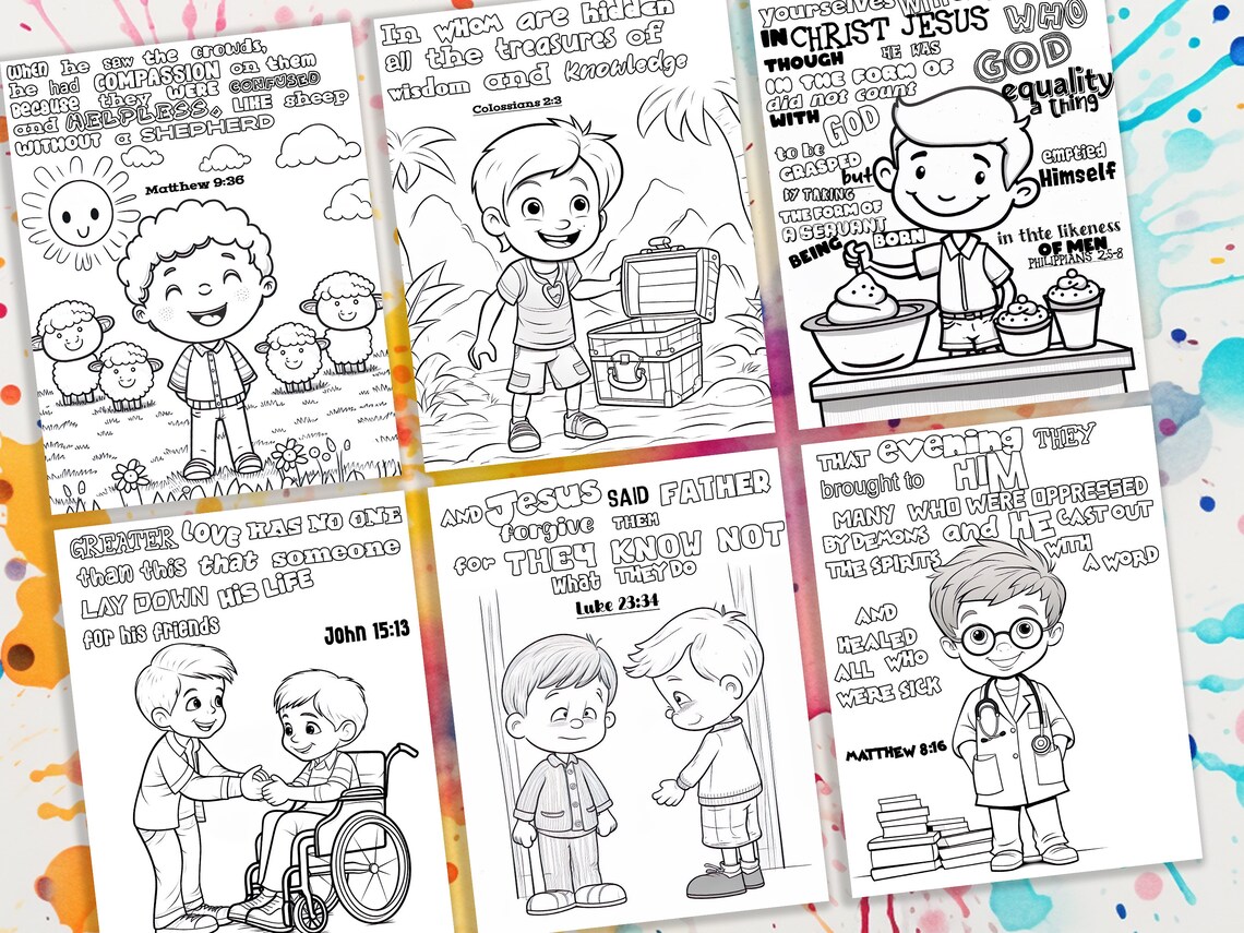 Jesus Character Bible Coloring Pages for Boys - 20 Bible Verse ...