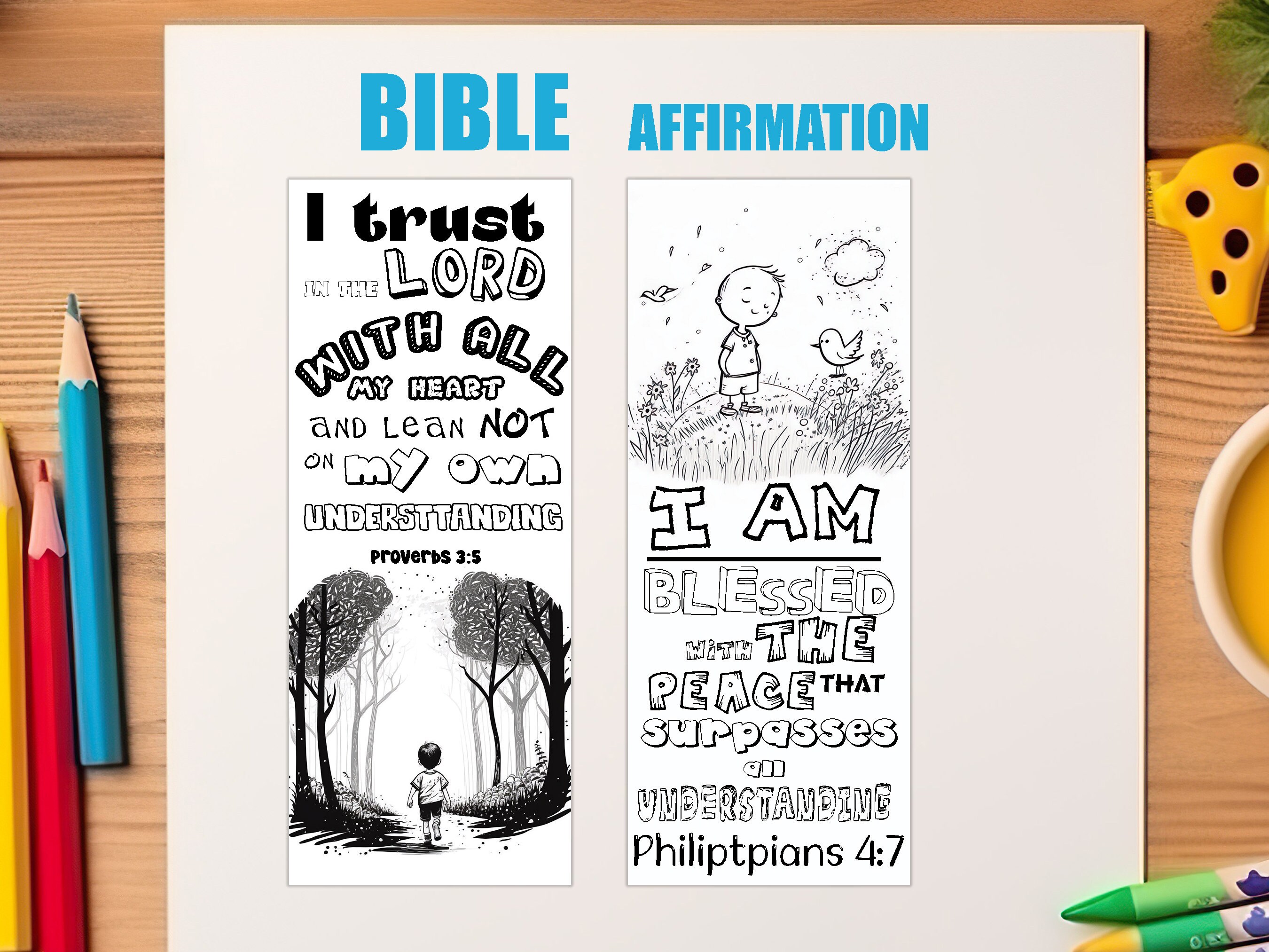 10 Coloring Bible Affirmation Bookmarks for Boys - Encouraging Faith ...