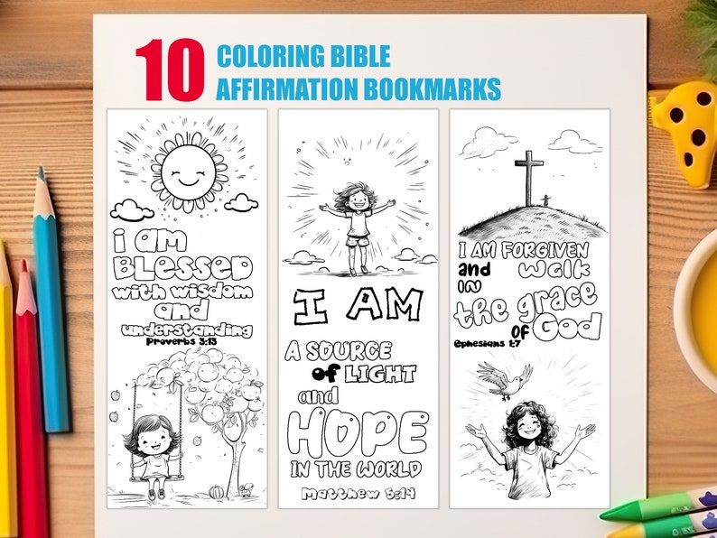 10 Coloring Bible Affirmation Bookmarks for Girls - Encouraging Faith ...