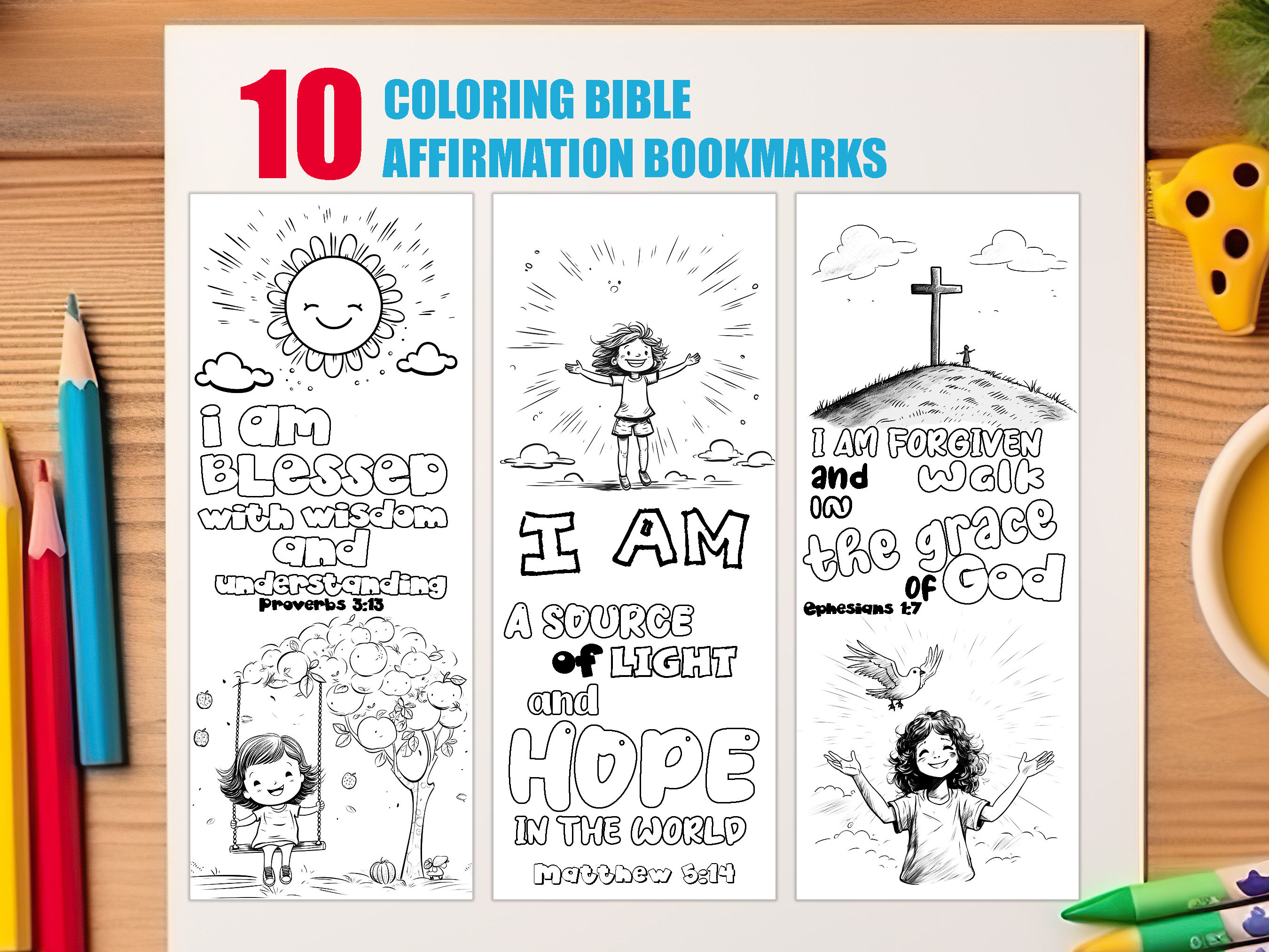 10 Coloring Bible Affirmation Bookmarks for Girls - Encouraging Faith ...