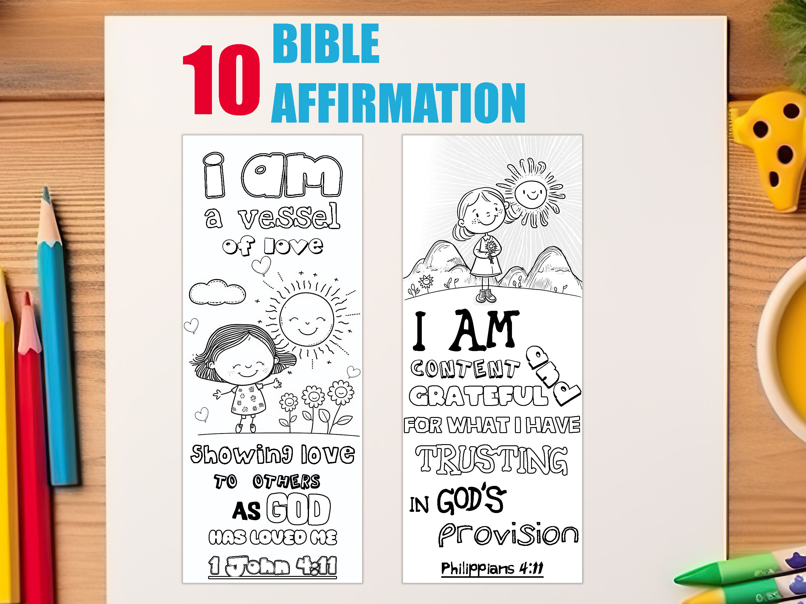 10 Coloring Bible Affirmation Bookmarks for Girls - Encouraging Faith ...