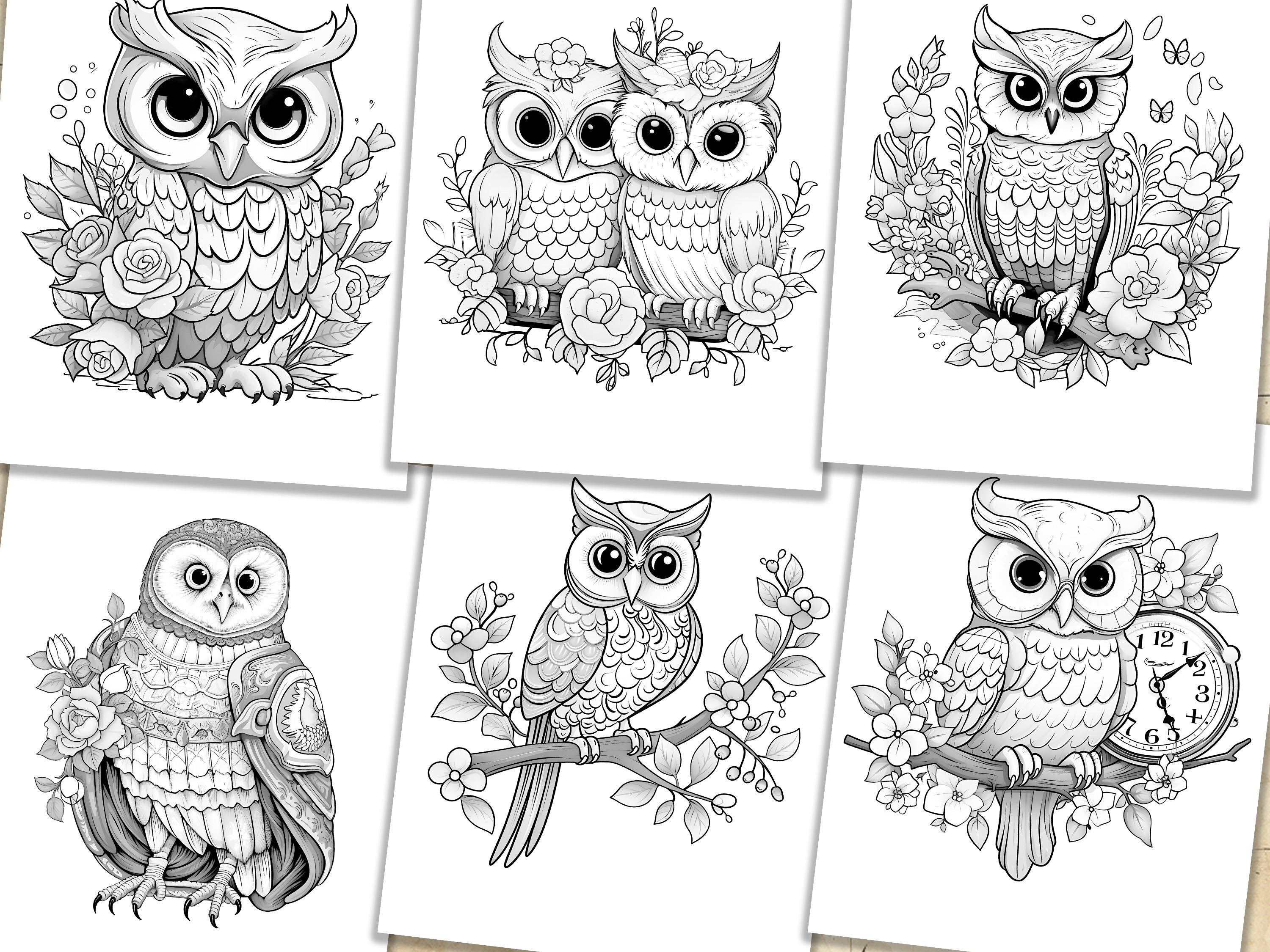 Whimsical Owl Coloring Pages for Adults - 35 Adorable Owl Designs With ...