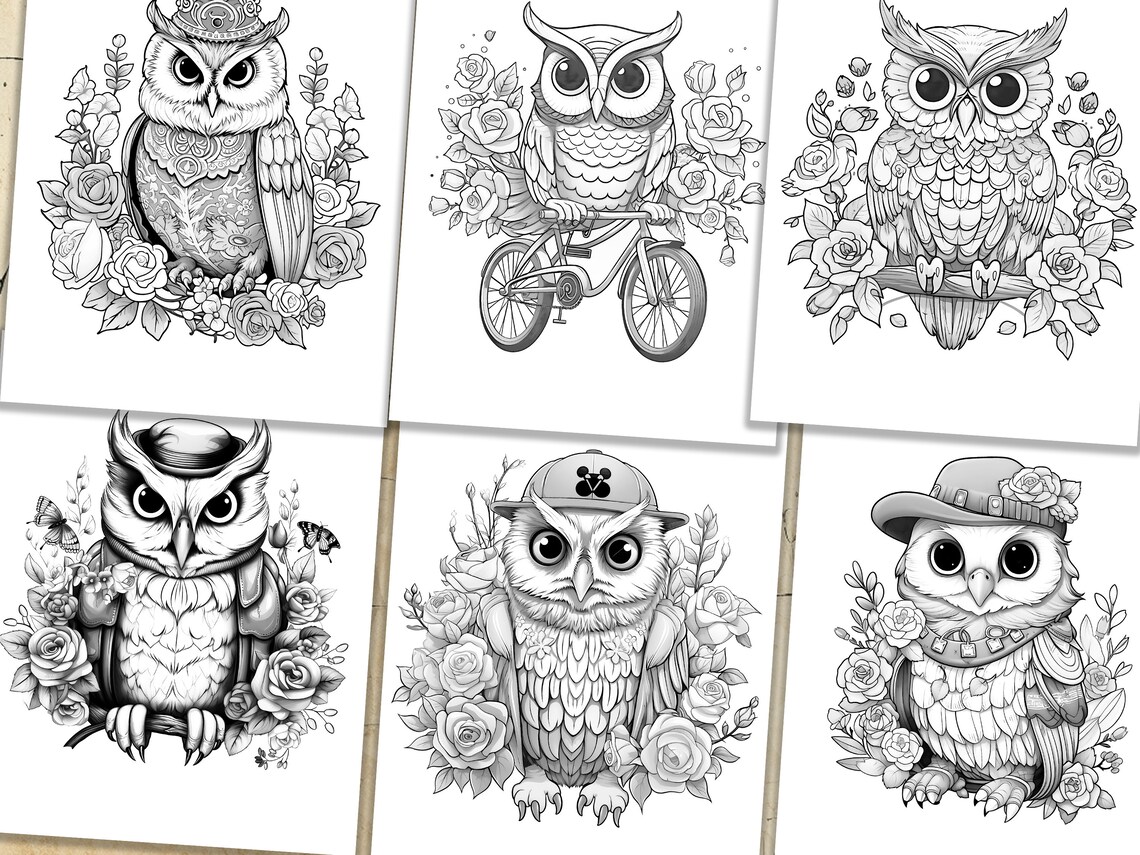 Whimsical Owl Coloring Pages for Adults 35 Adorable Owl Designs With ...