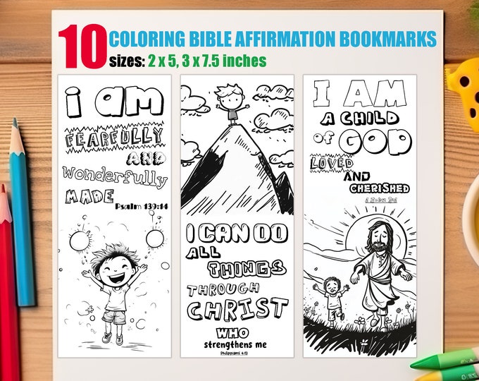 Affirmation Bible Verse Bookmarks, Kids Colouring, Printable Bookmarks ...