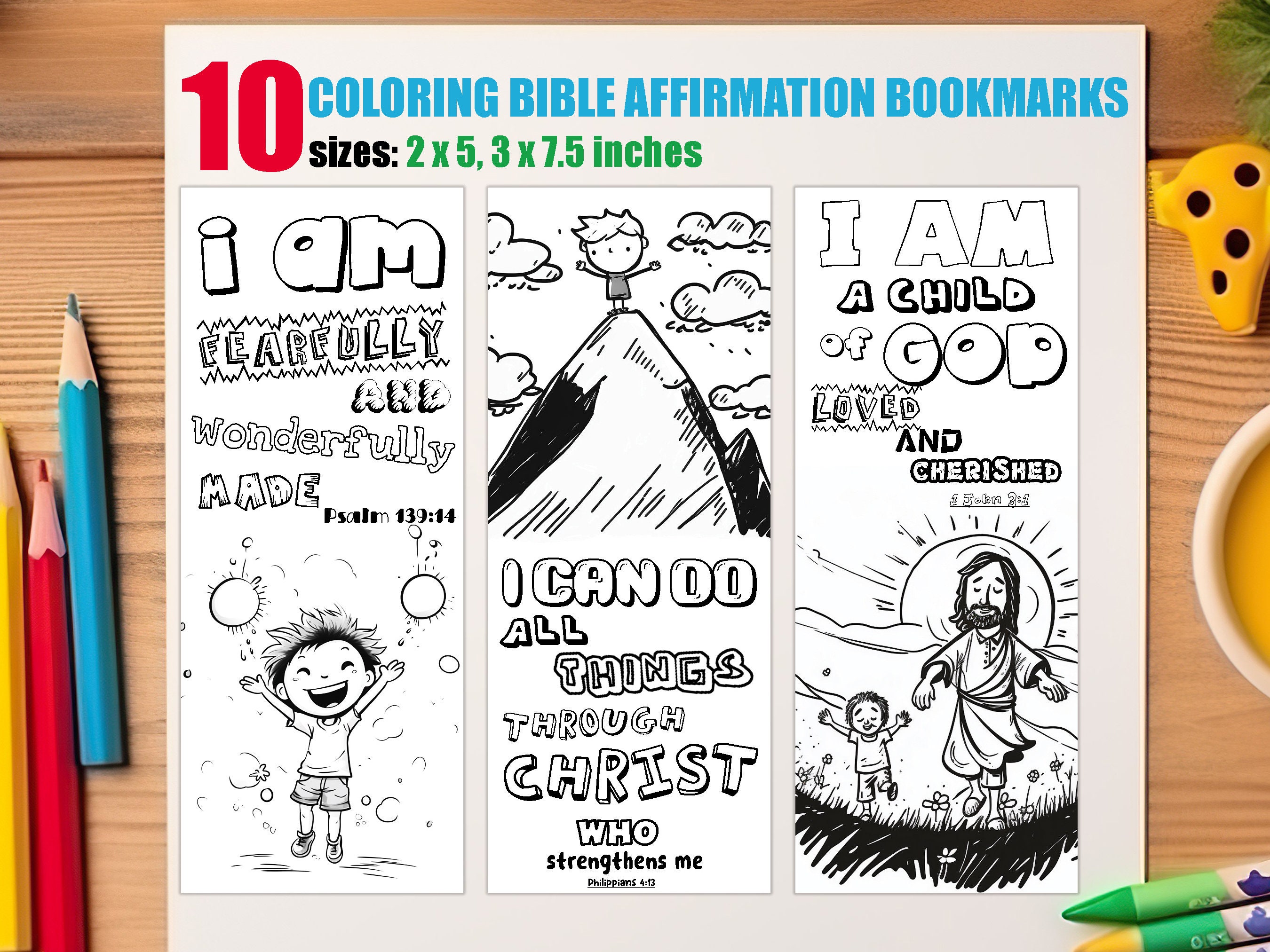 10 Coloring Bible Affirmation Bookmarks for Boys - Encouraging Faith ...