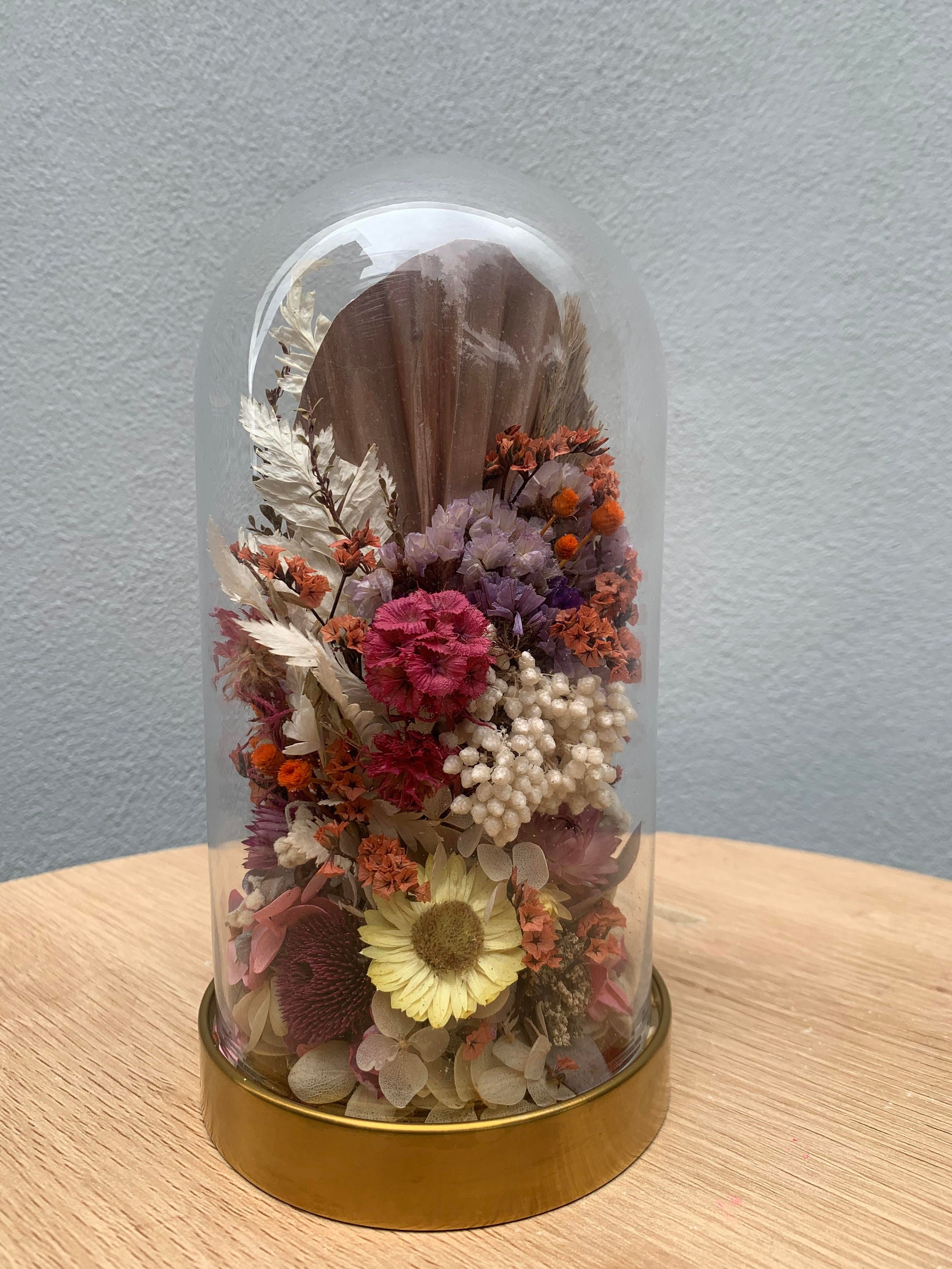 Dried Flowers in Glass Dome, Rustic Flowers, Boho Flowers, Australian ...