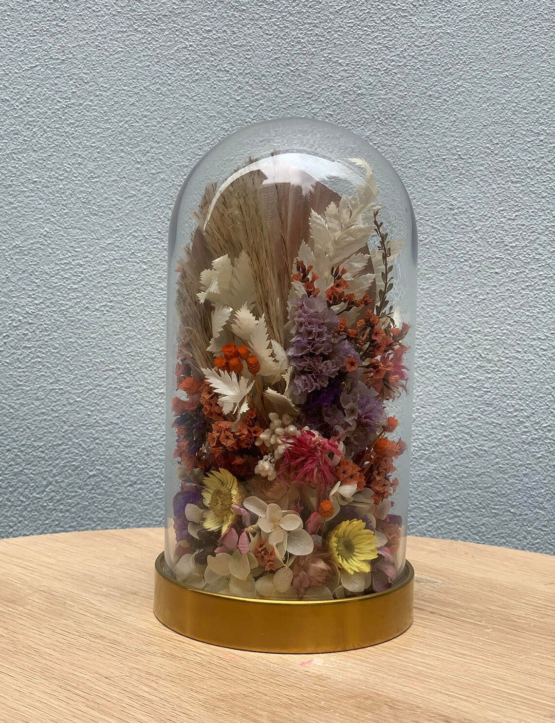 Dried Flowers in Glass Dome, Rustic Flowers, Boho Flowers, Australian ...