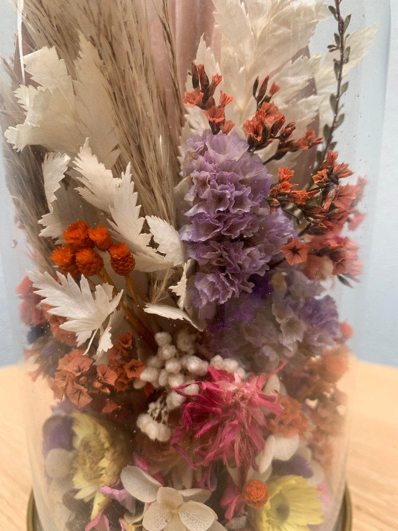 Dried Flowers in Glass Dome, Rustic Flowers, Boho Flowers, Australian ...