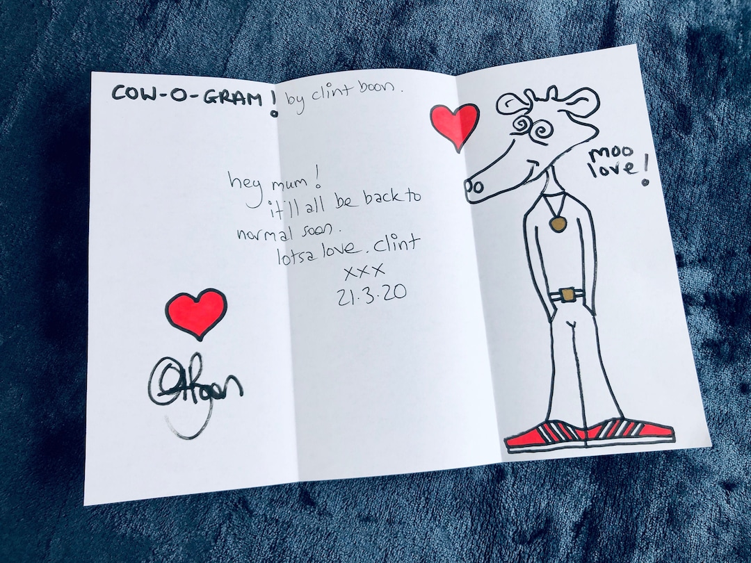 COW-O-GRAM! Cow Art/message on A4 Paper. Hand Made to Your Requirements ...