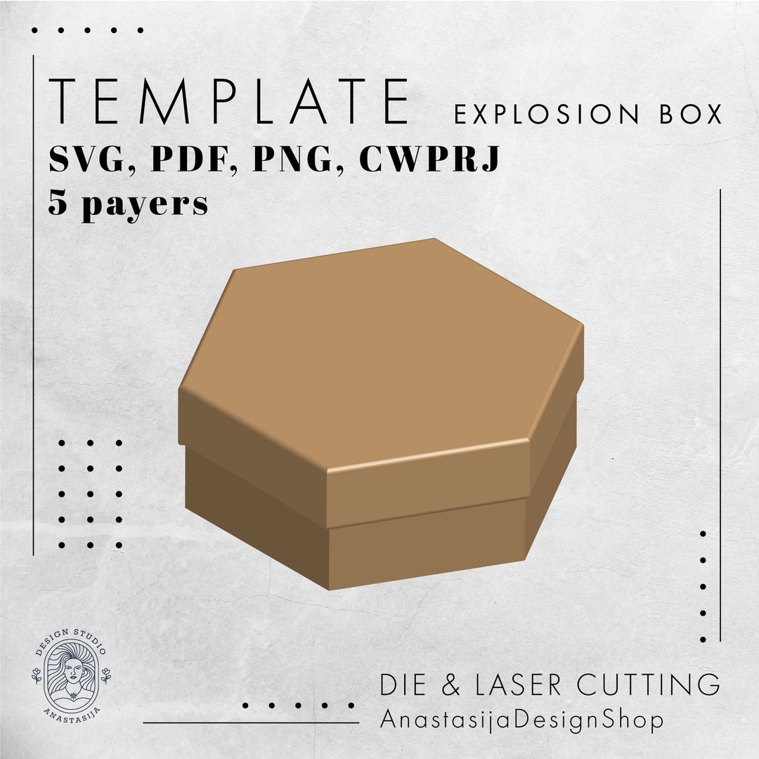 Explosion Picture Box Svg, Exploding Box Template, Hexagon Paper Pack ...