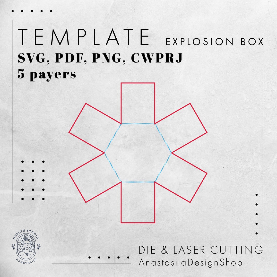 Explosion Picture Box Svg Exploding Box Template Hexagon - Etsy