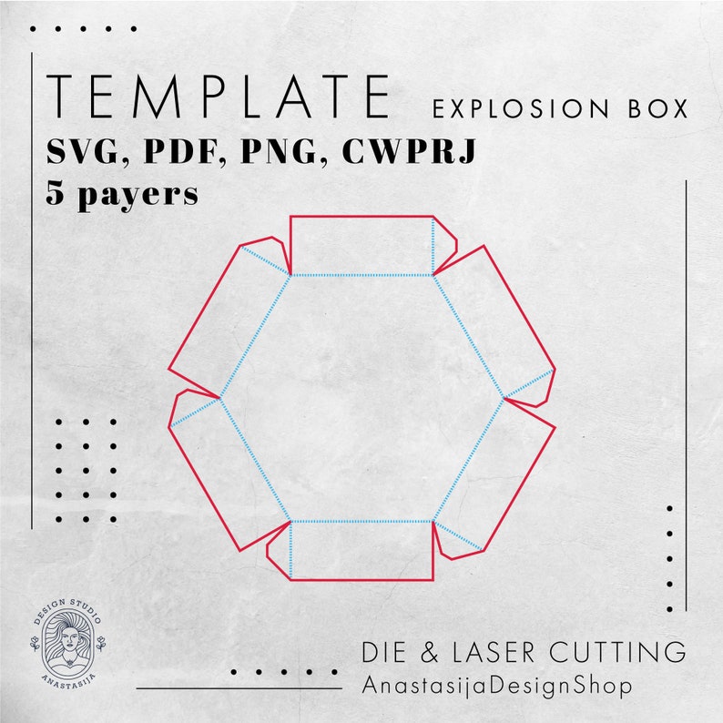 Explosion Picture Box Svg, Exploding Box Template, Hexagon Paper Pack ...
