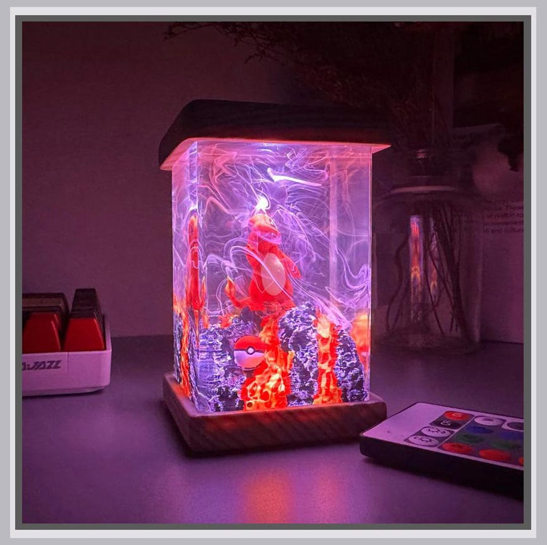 Pokemon Epoxy Lamp, Resin Lamp, Charmander Pokemon Gift, Custom Night ...