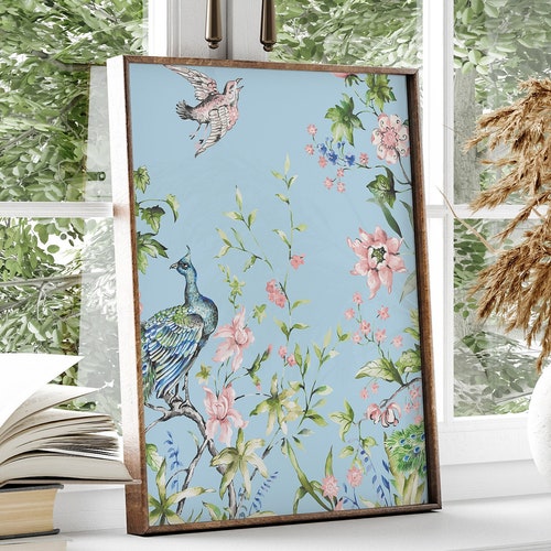 Two French Blue Chinoiserie 24 by 36 Inch Art Prints Set of - Etsy