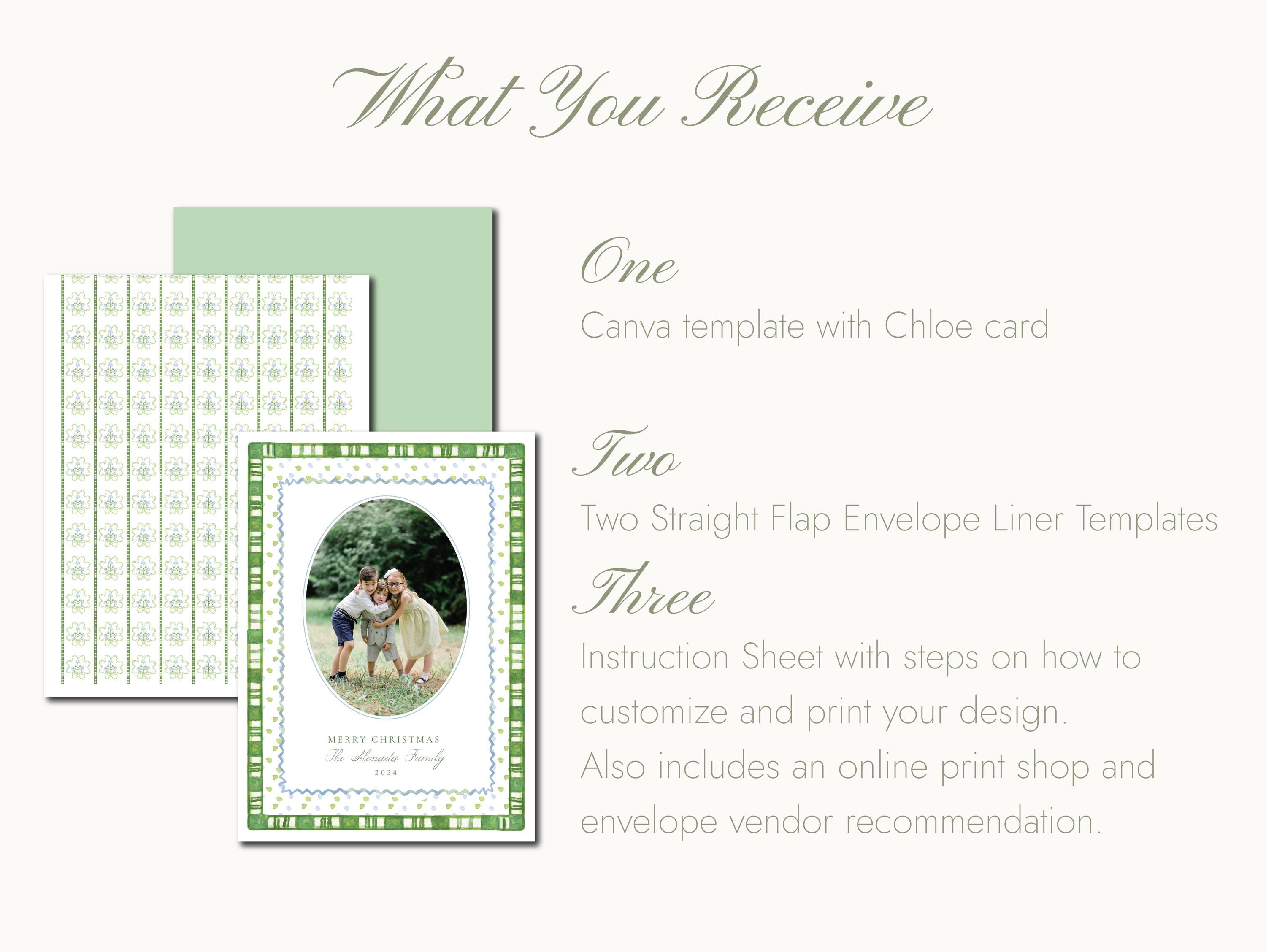 Bea Christmas Cards Template, Grandmillenial, Watercolor, Instant ...