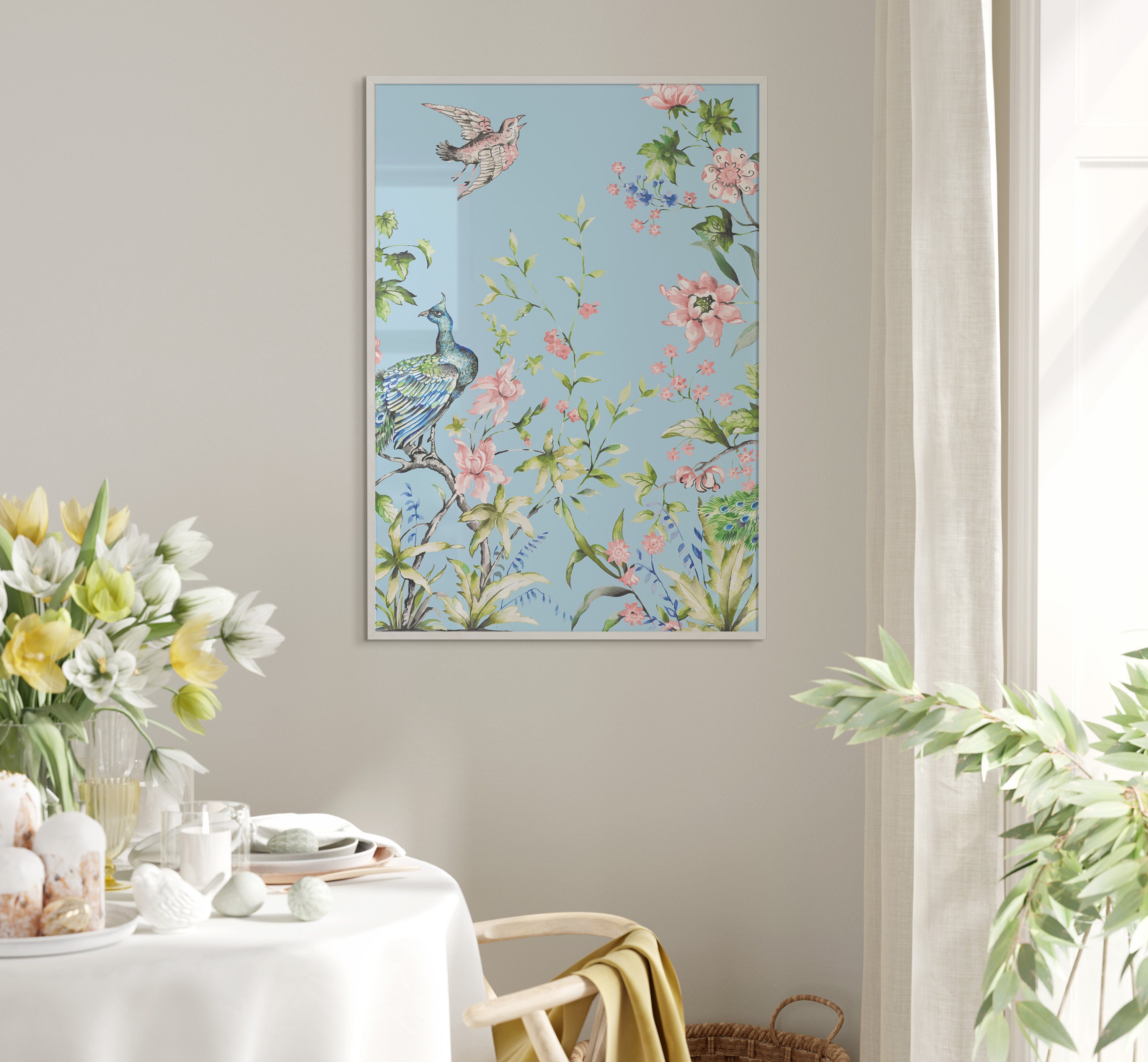 Two French Blue Chinoiserie 24 by 36 Inch Art Prints | Set of 2 - Etsy