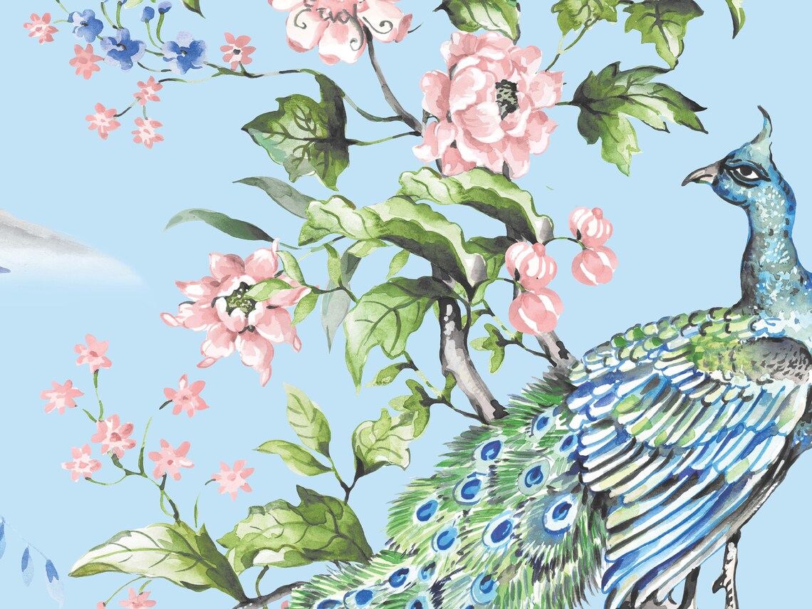 Two French Blue Chinoiserie 24 by 36 Inch Art Prints Set of - Etsy