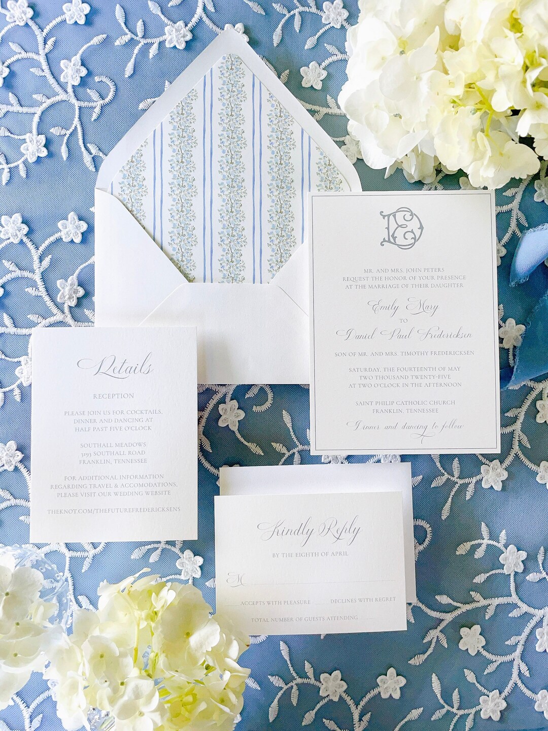 Beale Classic and Romantic Monogrammed Wedding Invitation Set - Etsy