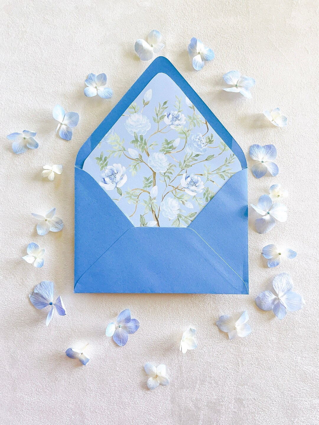 Floral Envelope Liners, Monogram Envelope Liners, Dusty Blue Envelope ...