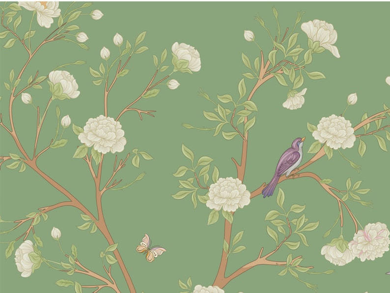 Green Chinoiserie Printable Wall Decor | Set of 2 | Instant Digital ...