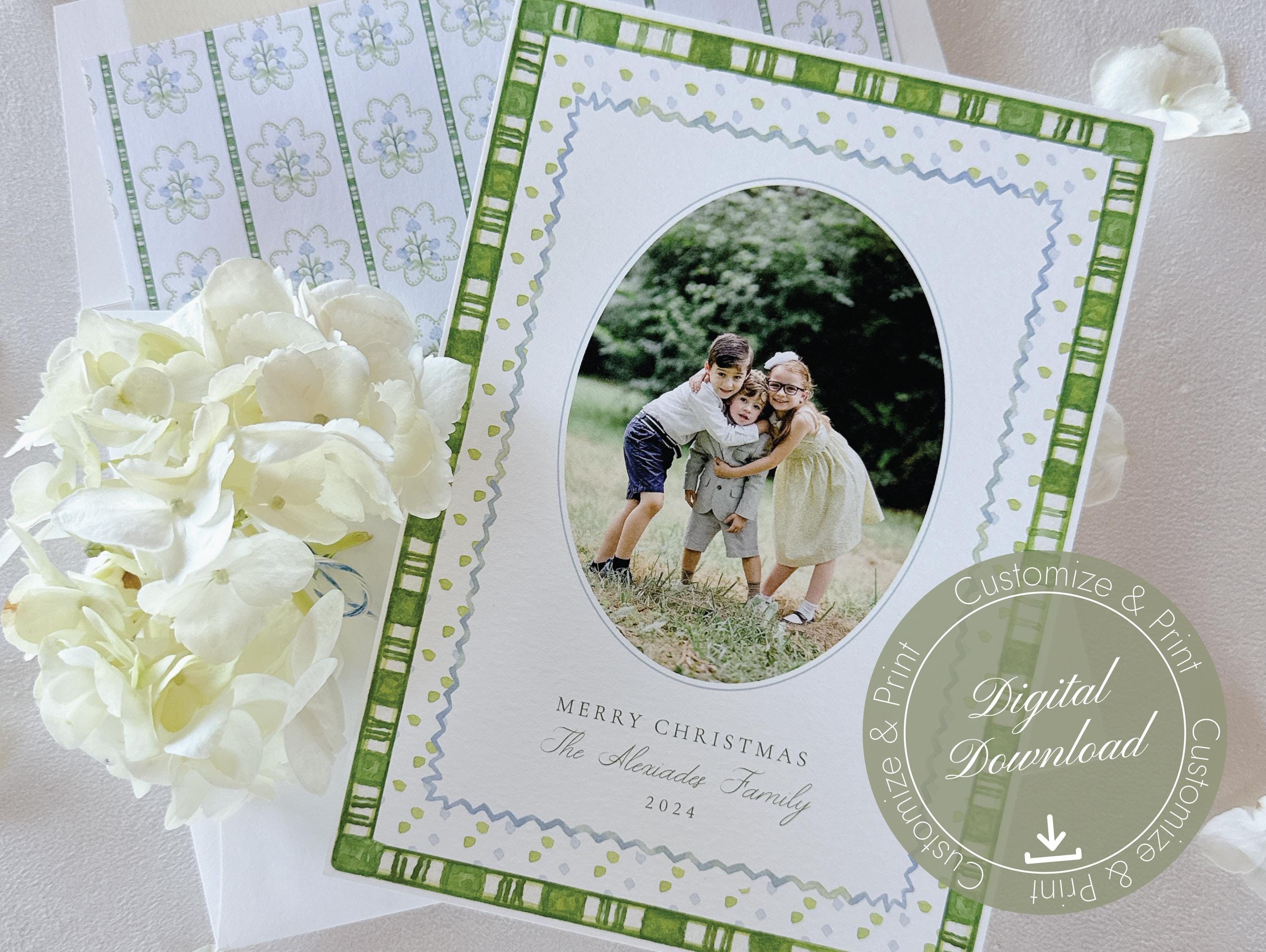 Bea Christmas Cards Template, Grandmillenial, Watercolor, Instant ...