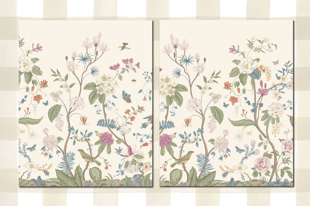 Pearl Chinoiserie Floral Pattern Printable 16 by 20 Inches | Home Decor ...