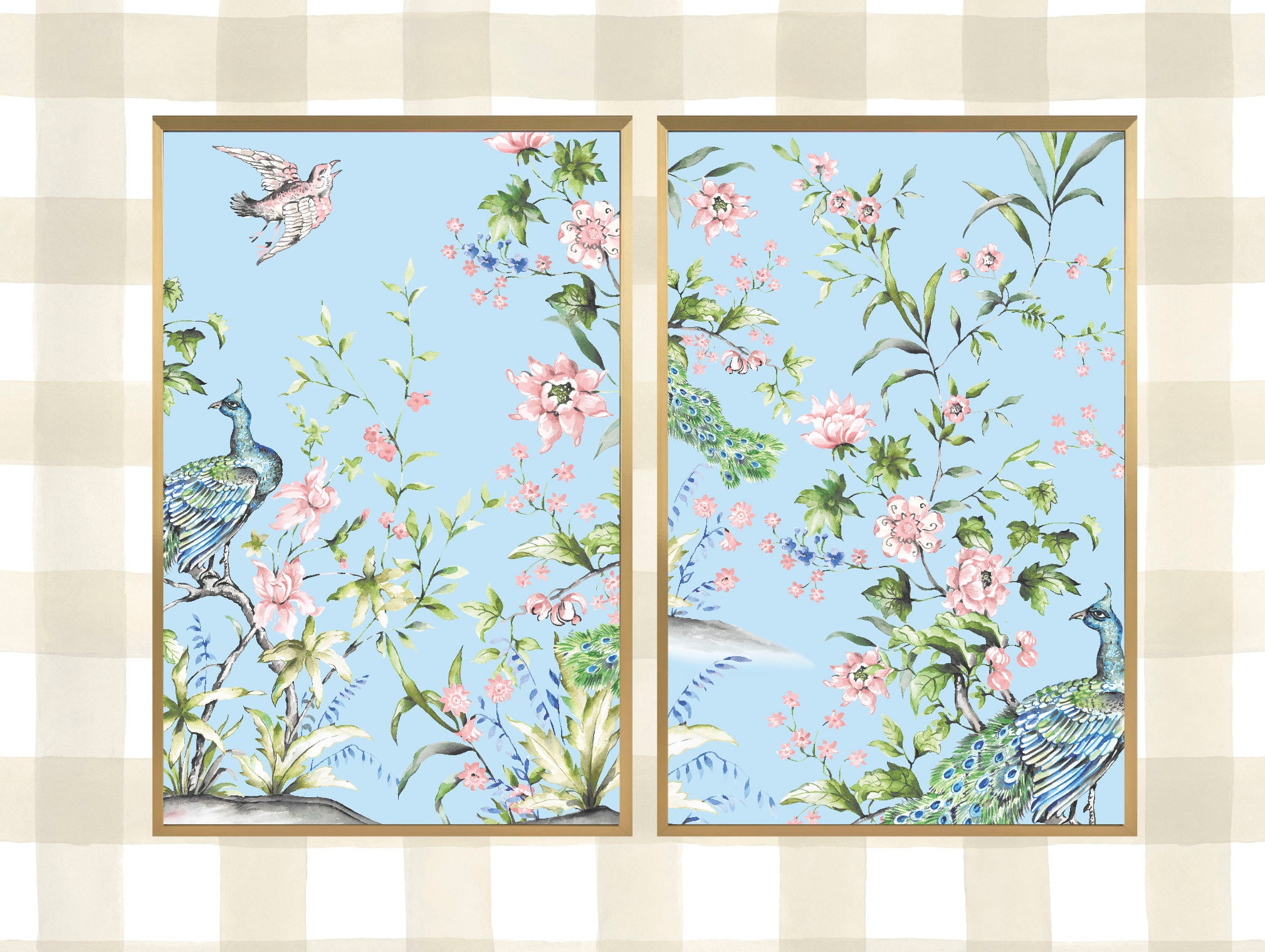 Two French Blue Chinoiserie 24 by 36 Inch Art Prints | Set of 2 - Etsy