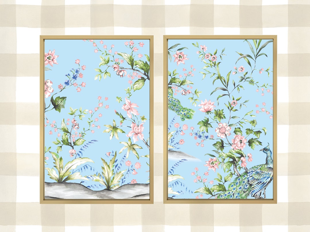 French Blue Chinoiserie 20 by 30 Inch Printable Art Prints | Set of 4 ...