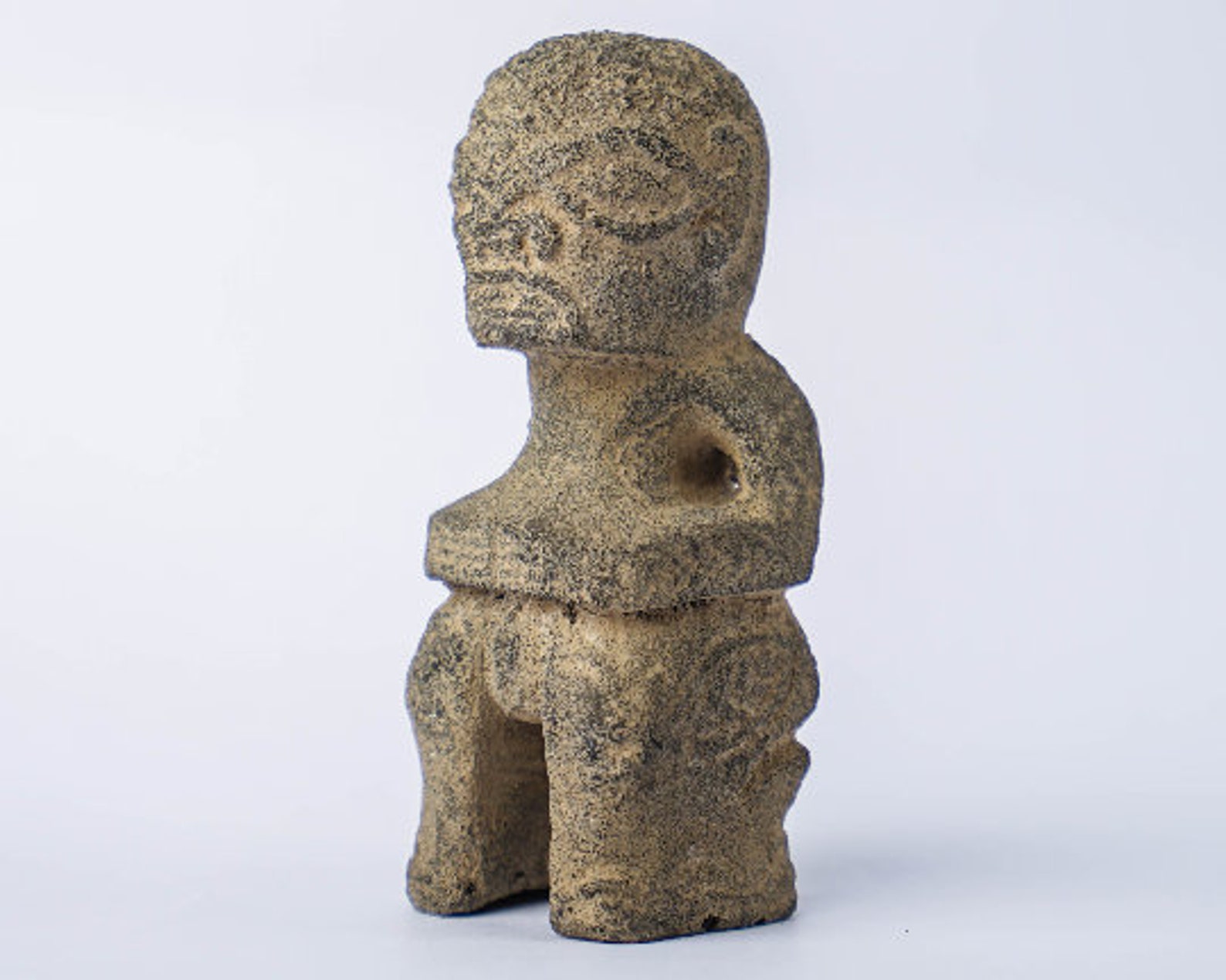 Primitive Statue Stone Head, Primitive Concrete Sculpture, Home Decor ...