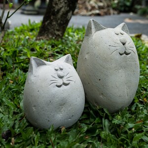 Cat Stone Decoration 2 Different Sizes, Cat Figurine, Oof Meme Stone ...