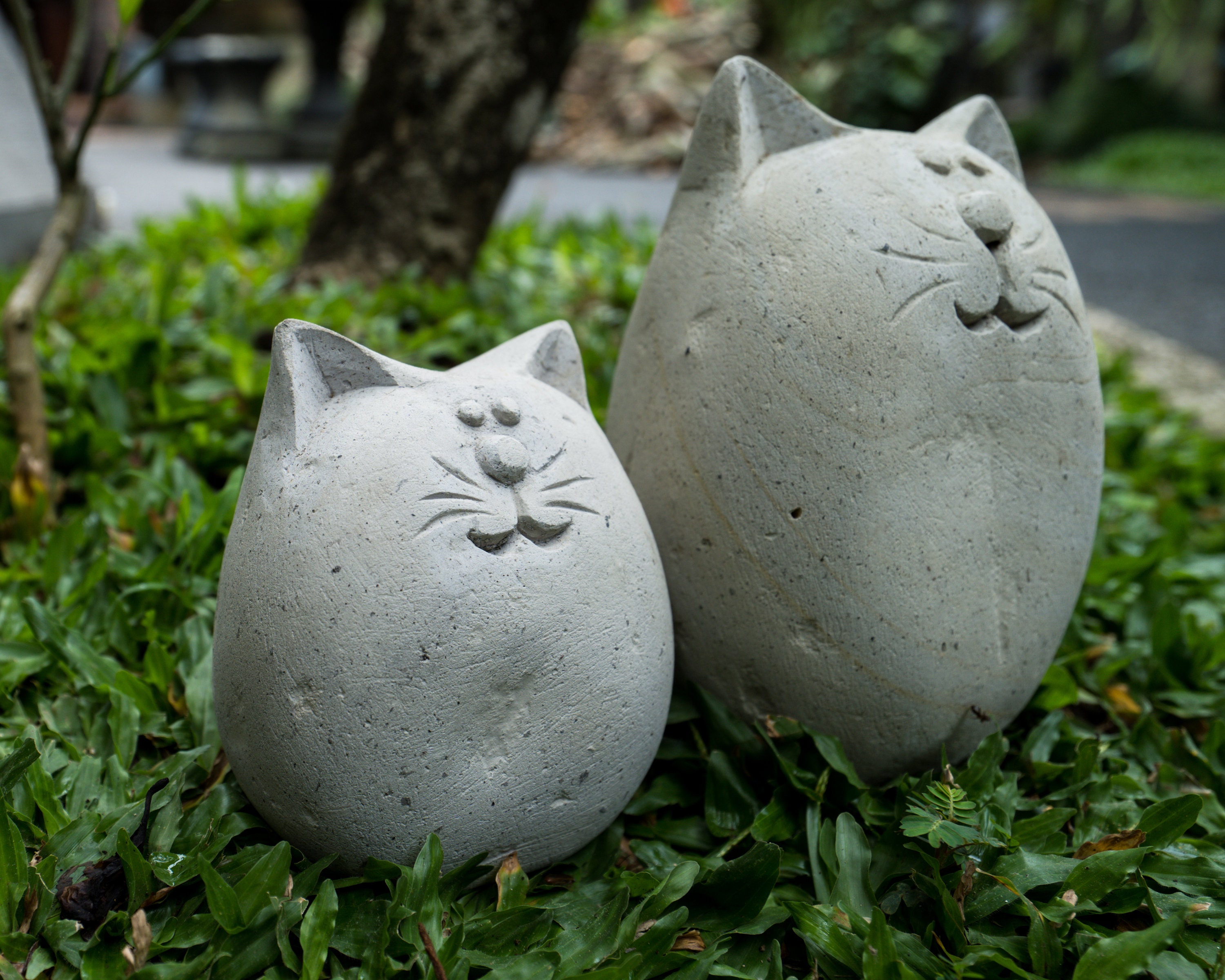 Cat Stone Decoration 2 Different Sizes, Cat Figurine, Oof Meme Stone ...