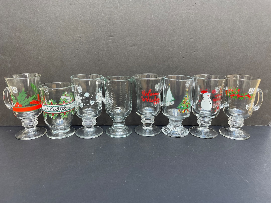 Set of Eight (8) Mismatched Glass Hot Toddy Glasses | Irish Coffee ...