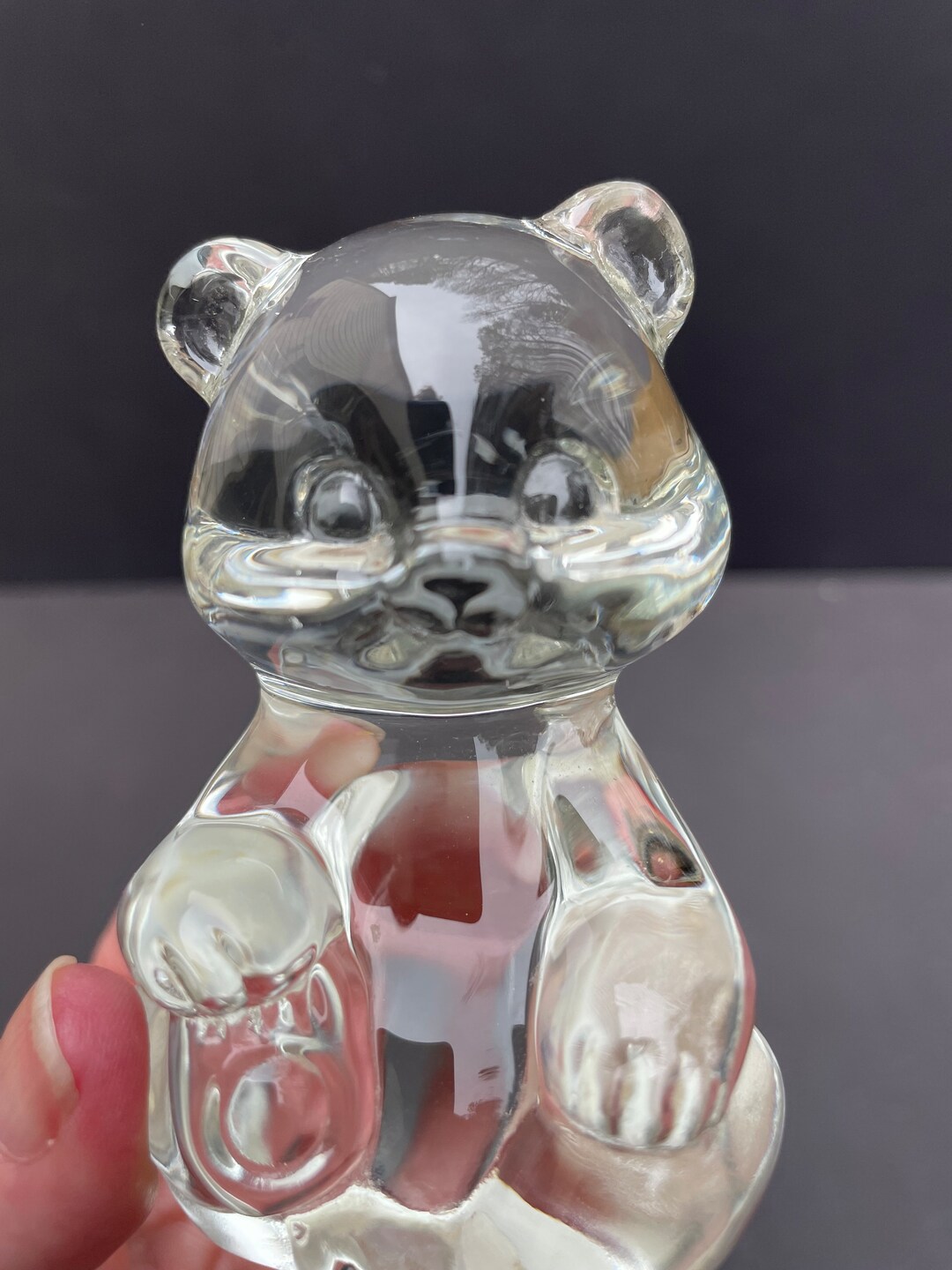 Fenton Clear Glass Birthday Bear | Art Glass Bear Figurine | Glass Bear ...