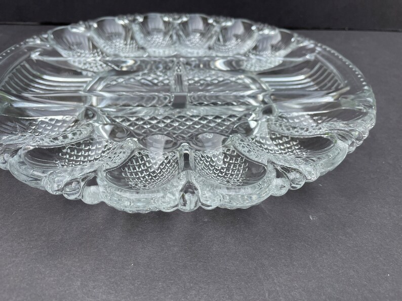 Vintage Clear Glass Deviled Egg Platter Relish Plate MCM - Etsy
