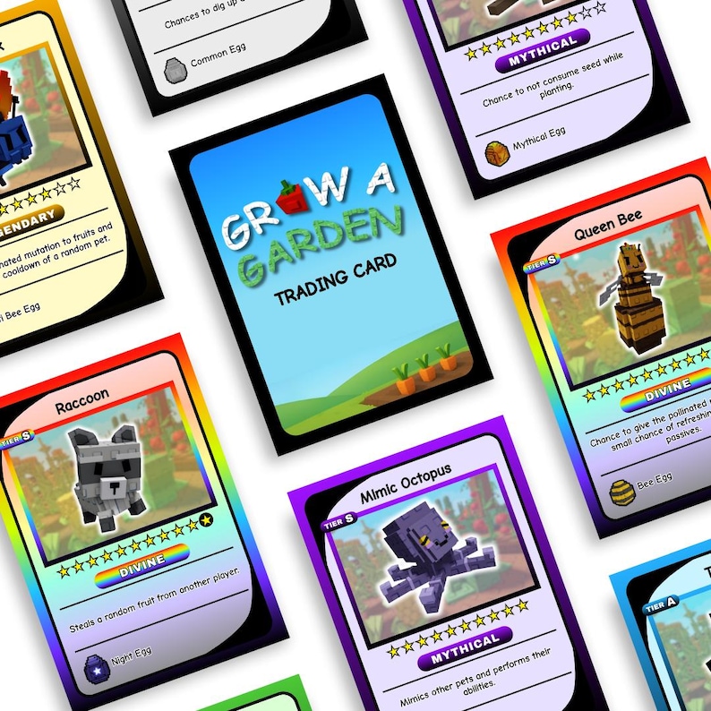 Roblox Grow a Garden Trading Card Template | Printable Custom Gamer ...