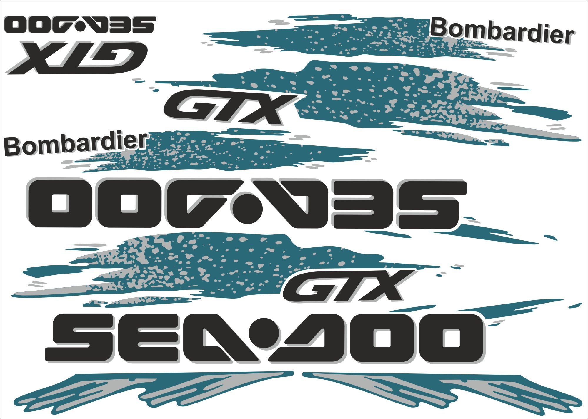 Stickers Set for Sea-doo GTX Bombardier Black Edition 1996-1999 ...