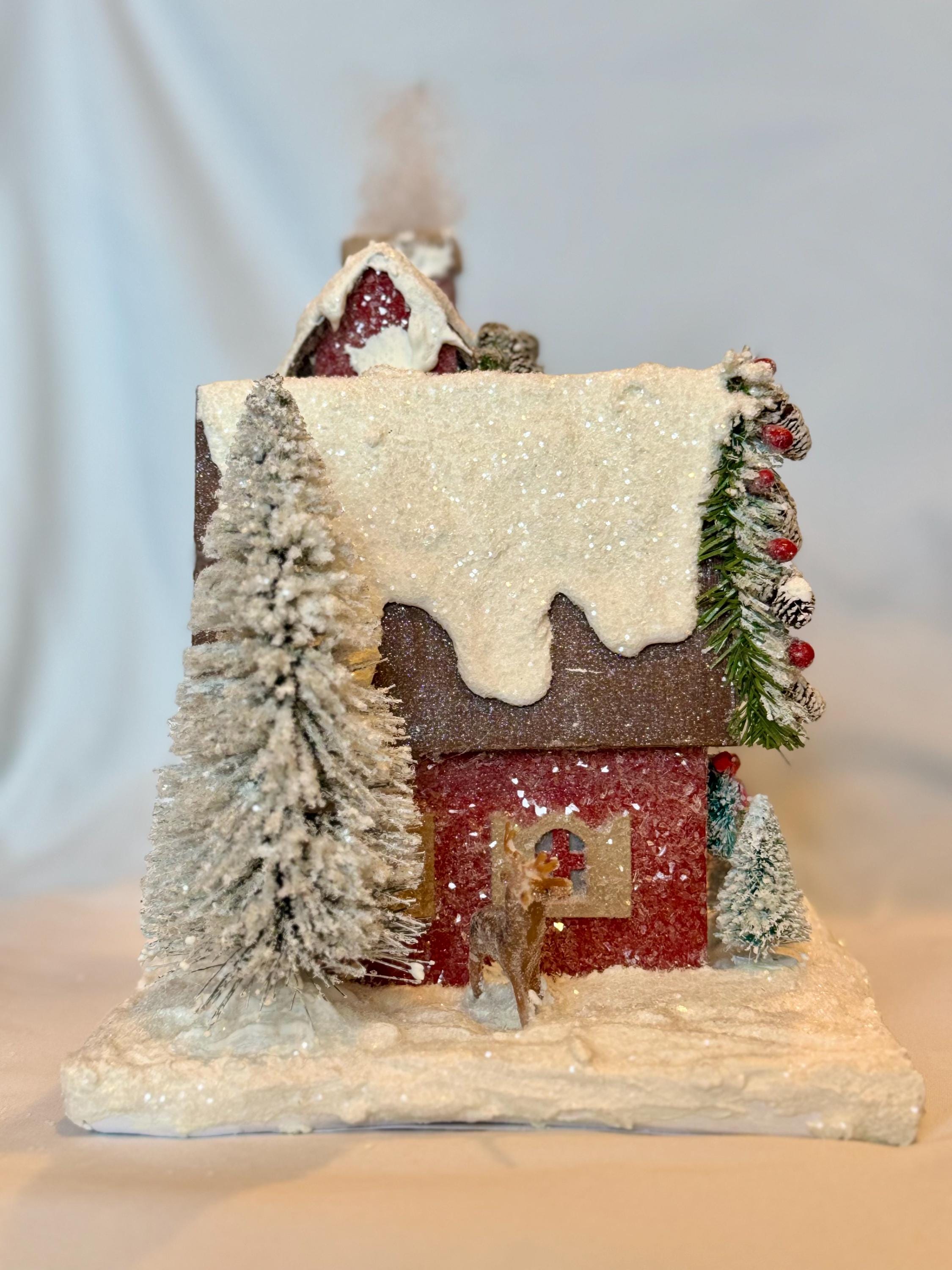 Red Farmhouse Cardboard/putz/glitter House/cottage - Etsy
